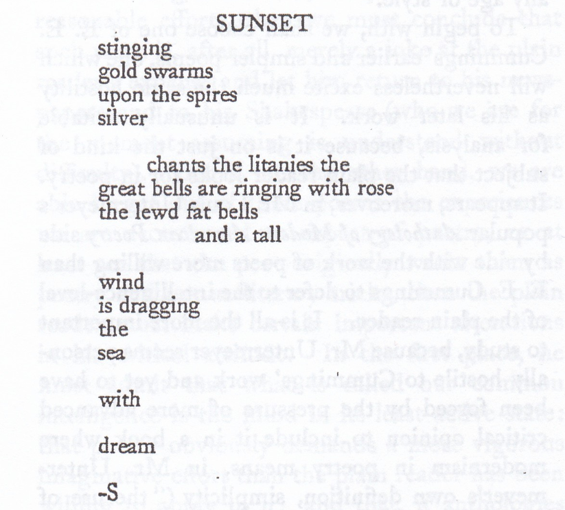 POETS Day! “Sunset” by e.e. cummings | The Columbo Game